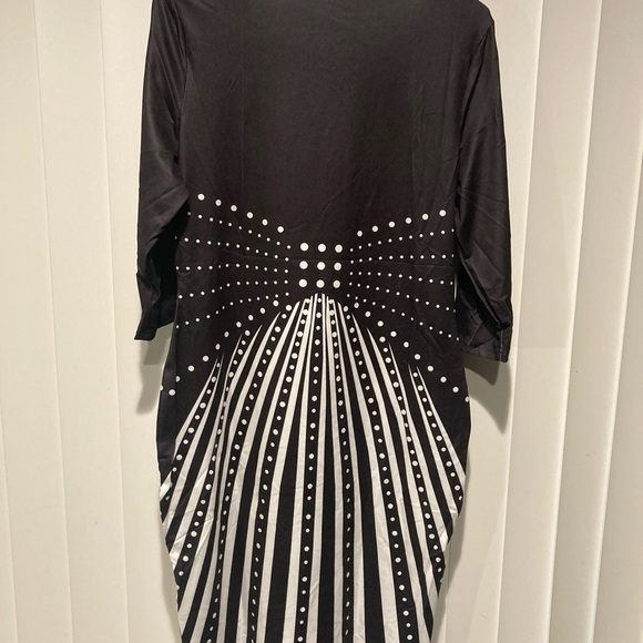 imported | Dresses | Nwot Elegant Black And White Formal Bolo Striped ...